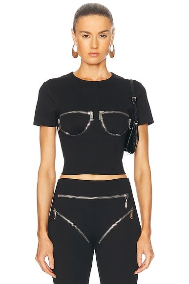 AREA Zipper Bustier Cup T-shirt - Black