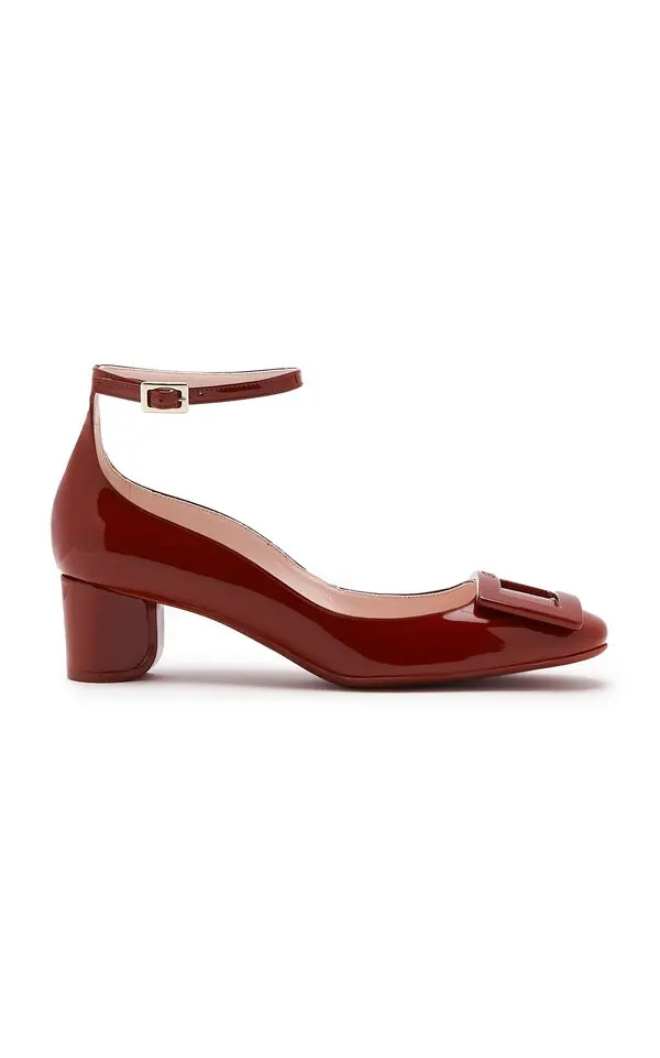 ROGER VIVIER Patent Leather Ankle Strap Pumps - Red