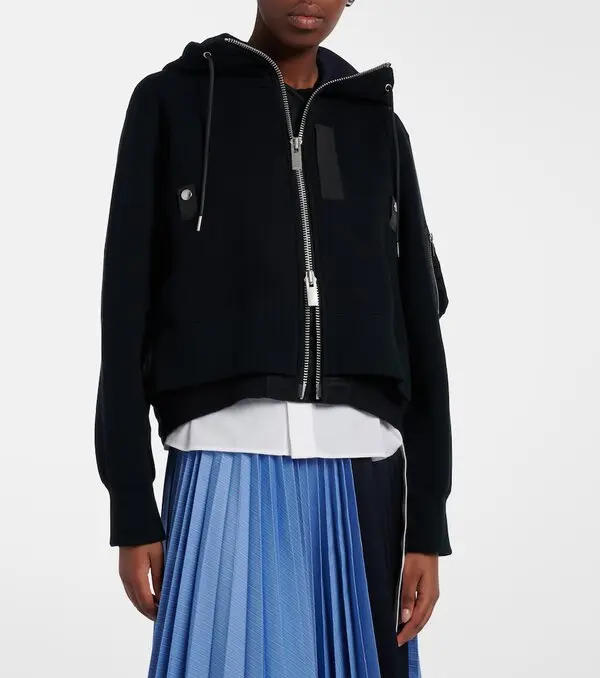 Sacai Paneled Cotton-blend Zip-up Hoodie