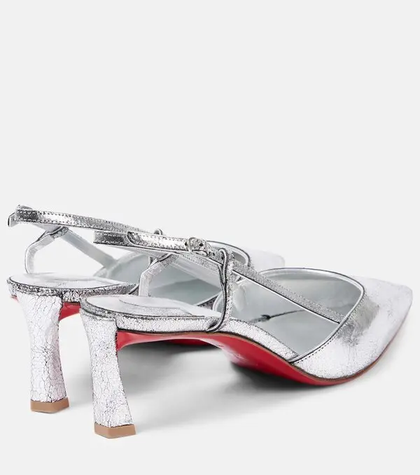 CHRISTIAN LOUBOUTIN Condoroline 55 Metallic Leather Slingback Pumps