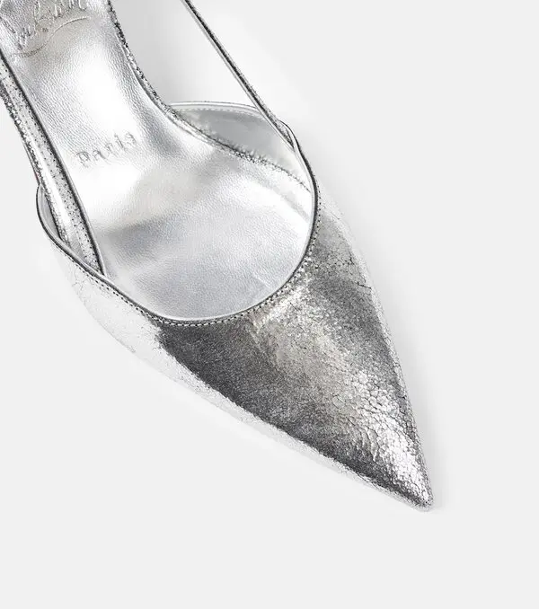 CHRISTIAN LOUBOUTIN Condoroline 55 Metallic Leather Slingback Pumps