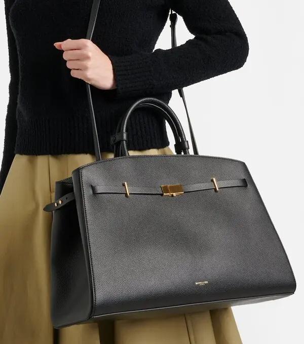 DEMELLIER Hudson Small Leather Tote Bag - Black