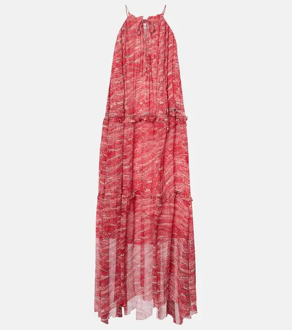 MARANT ETOILE Alita Chiffon Midi Dress - Red