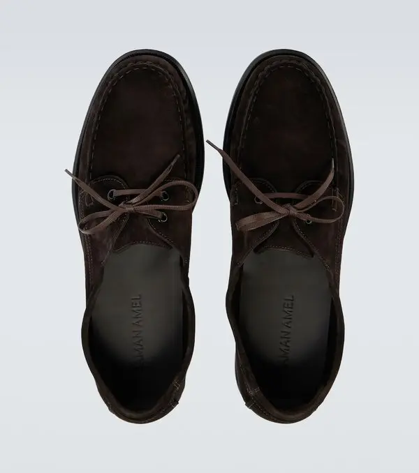 SAMAN AMEL Suede Boat Shoes - Brown