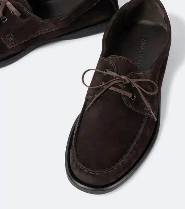 SAMAN AMEL Suede Boat Shoes - Brown