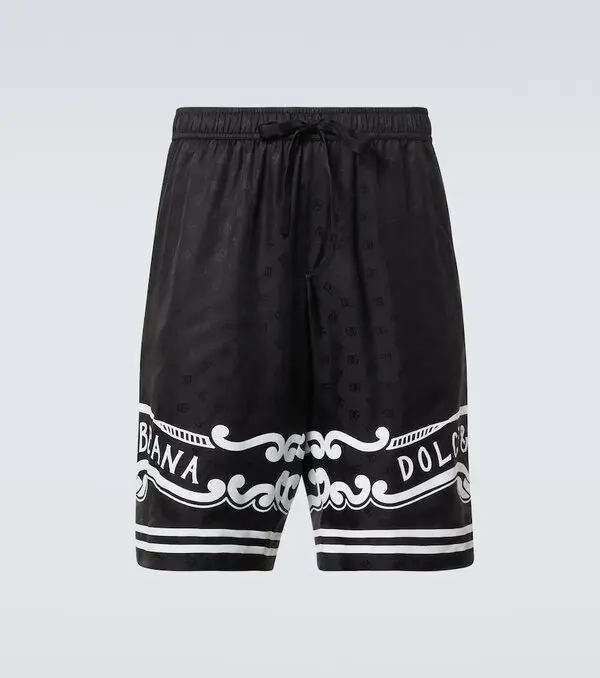 Dolce & Gabbana Paisley Silk Twill Bermuda Shorts - Black