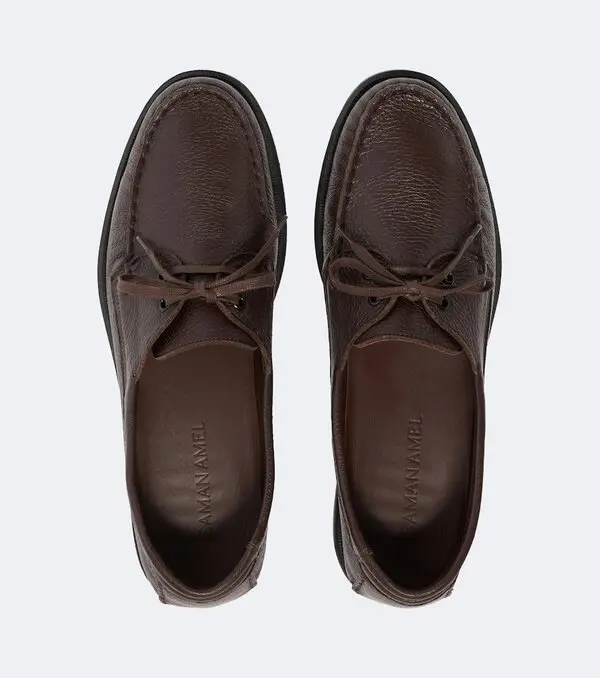 SAMAN AMEL City Moc Leather Boat Shoes - Brown