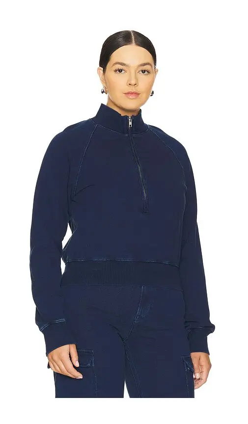 Good American Jeanius Mock Zip Pullover In . Also