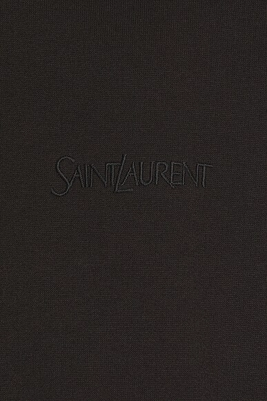 Saint Laurent Hooded Fleece Logo Hoodie - Acier