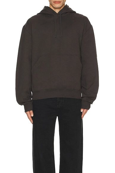 Saint Laurent Hooded Fleece Logo Hoodie - Acier