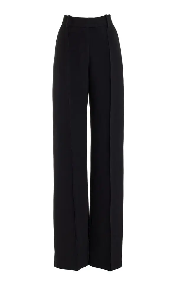 Brandon Maxwell The Jax Wool-silk Crepe Straight-leg Trousers - Black