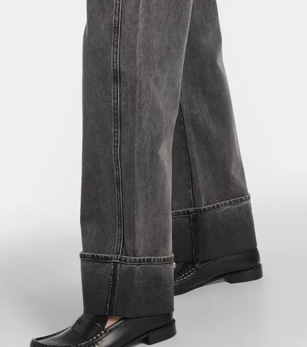 Veronica Beard Taylor High-rise Wide-leg Jeans In Stoned Washed Onyx