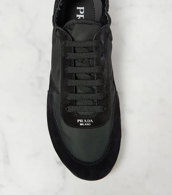 Prada Collapse Re-nylon Suede-trimmed Sneakers - Black
