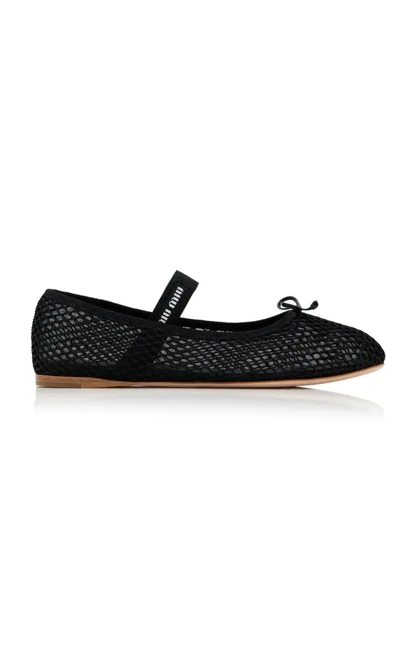 Miu Miu Netted Ballet Flats - Black