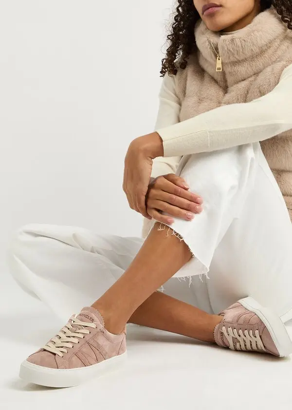 Moncler Monaco Panelled Suede Sneakers - Pink Light