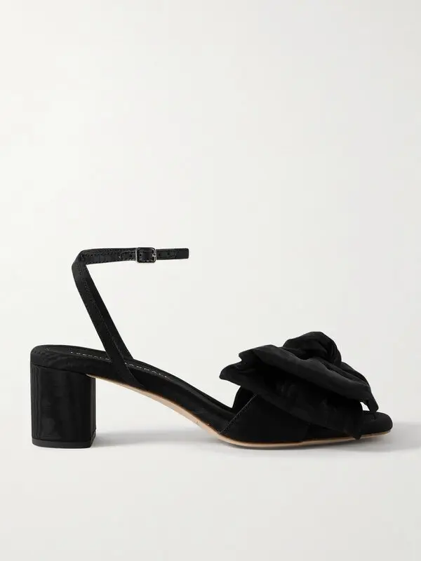 LOEFFLER RANDALL Carmen Bow-embellished Moire Block Heel Sandals - Black