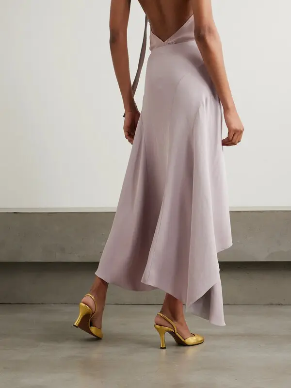 Victoria Beckham Paneled Asymmetric Crepe Midi Skirt