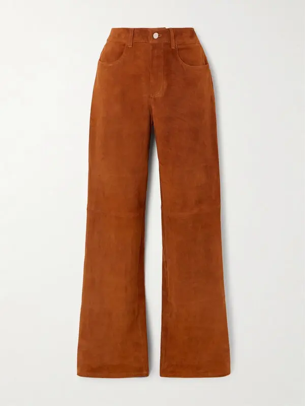 Stouls Mythéo Paneled Suede Straight-leg Trousers - Brown