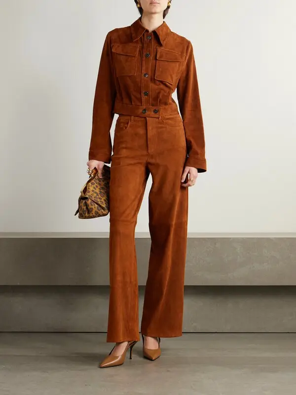 Stouls Mythéo Paneled Suede Straight-leg Trousers - Brown