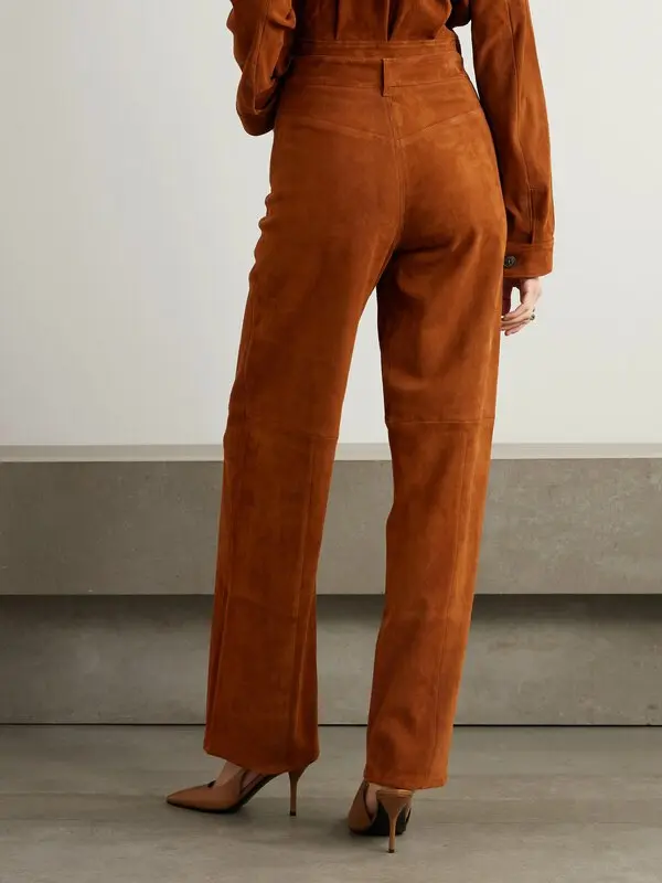Stouls Mythéo Paneled Suede Straight-leg Trousers - Brown