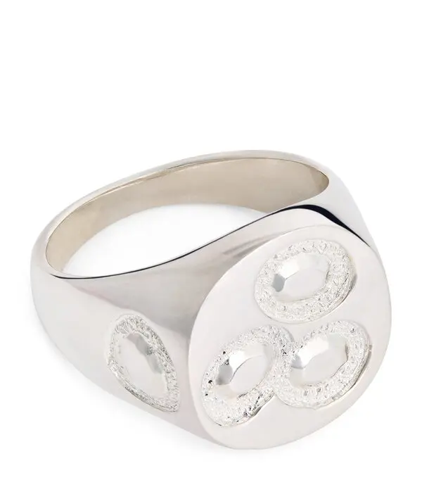 BLEUE BURNHAM Oval Chloroplast Impression Signet Ring - Silver