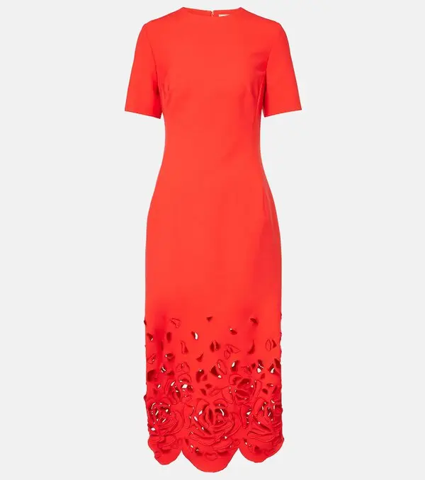 Oscar De La Renta Floral Cutout Sheath Dress - Orange
