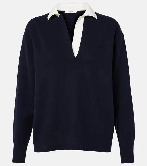 Vince Wool And Cashmere-blend Polo Sweater - Blue
