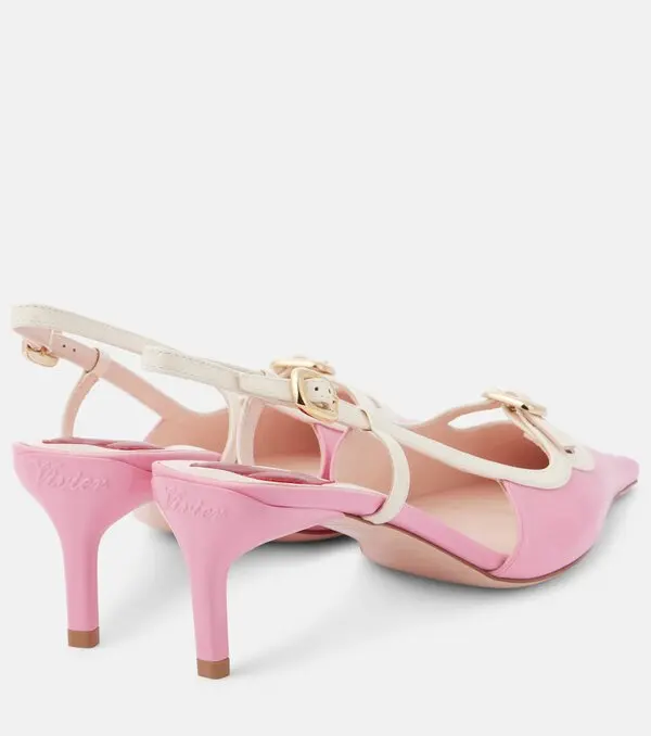ROGER VIVIER Viv' Canard Leather Slingback Pumps - Pink