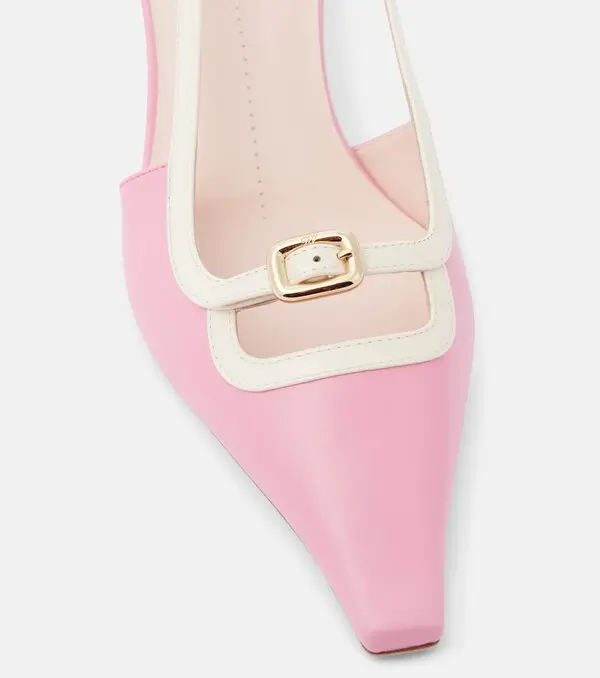 ROGER VIVIER Viv' Canard Leather Slingback Pumps - Pink