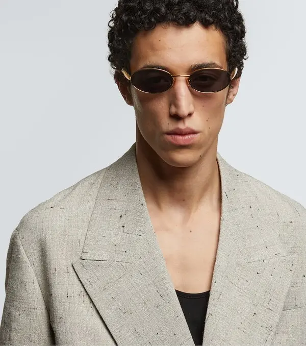 Bottega Veneta Sardine Oval Sunglasses - Gold