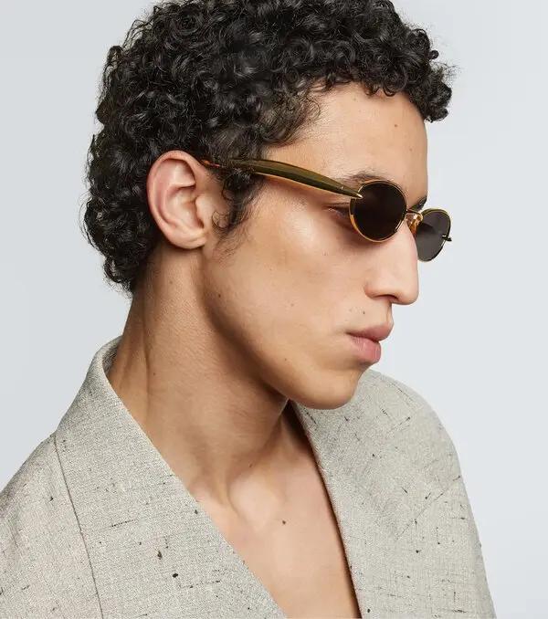 Bottega Veneta Sardine Oval Sunglasses - Gold