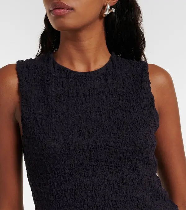 Vince Smocked Cotton-blend Top