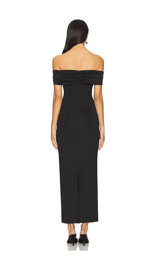 Superdown Off Shoulder Gown With Gold-tone Accent - Black