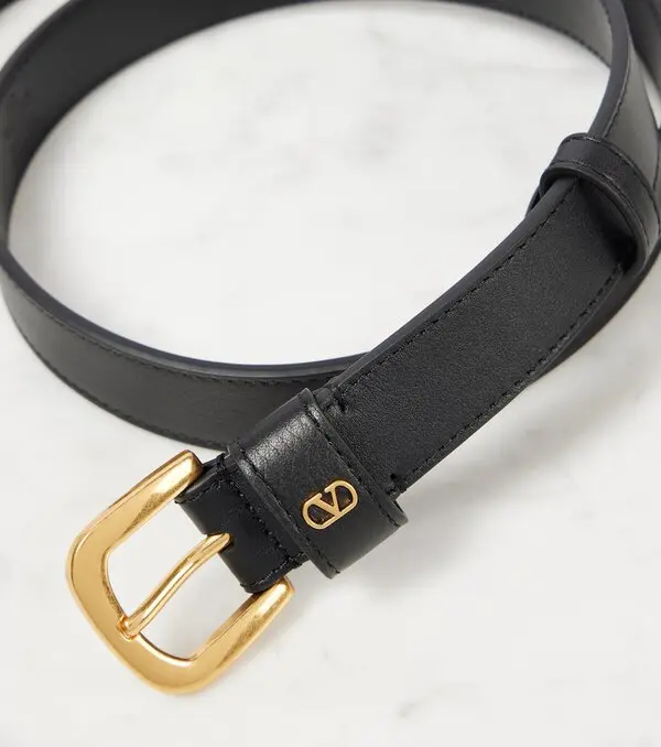 Valentino Garavani Vlogo Leather Belt - Black