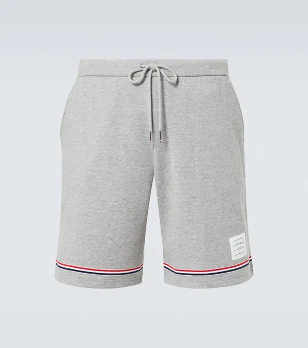 Thom Browne Mid-rise Striped Cotton Shorts - Grey