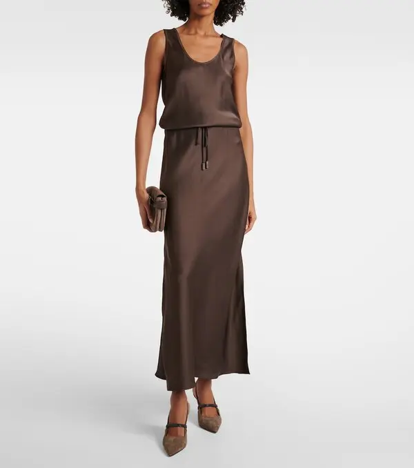 Brunello Cucinelli Satin Maxi Dress
