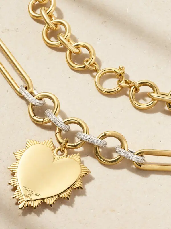 FOUNDRAE Love 18-karat Yellow And Diamond Necklace