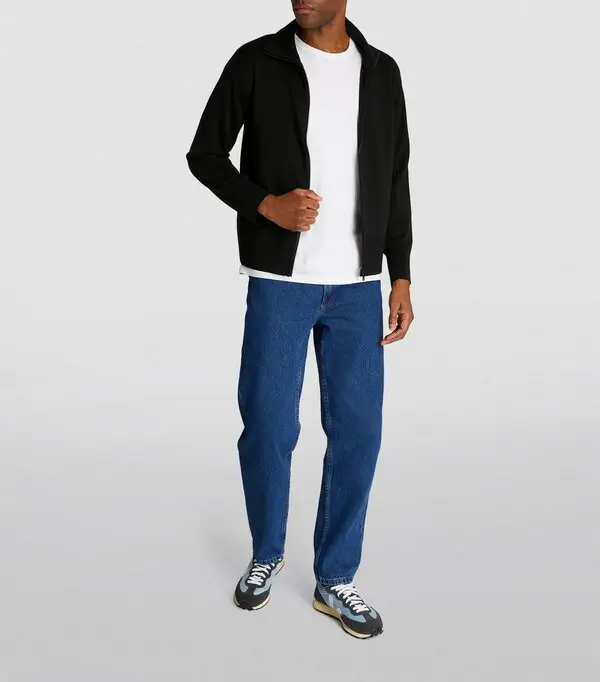 Sandro Wool Zip-up Cardigan - Black