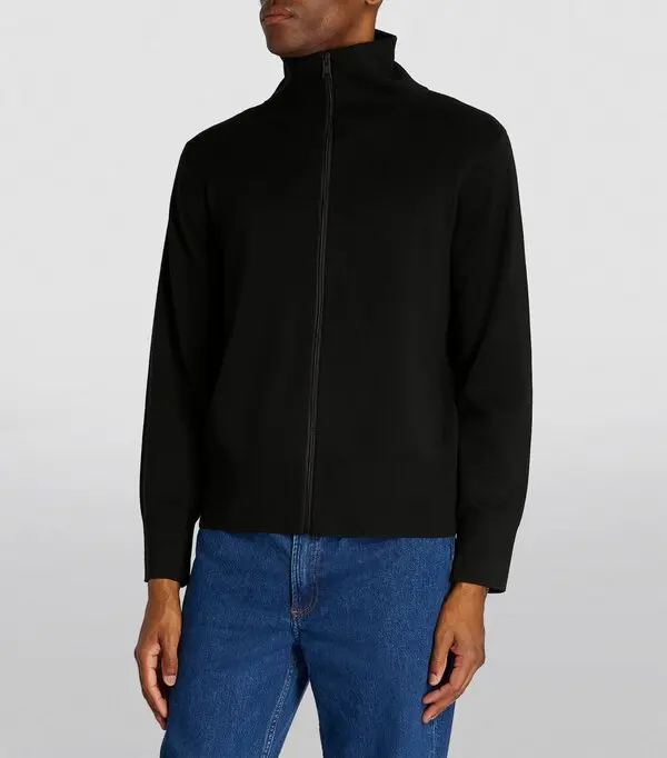 Sandro Wool Zip-up Cardigan - Black