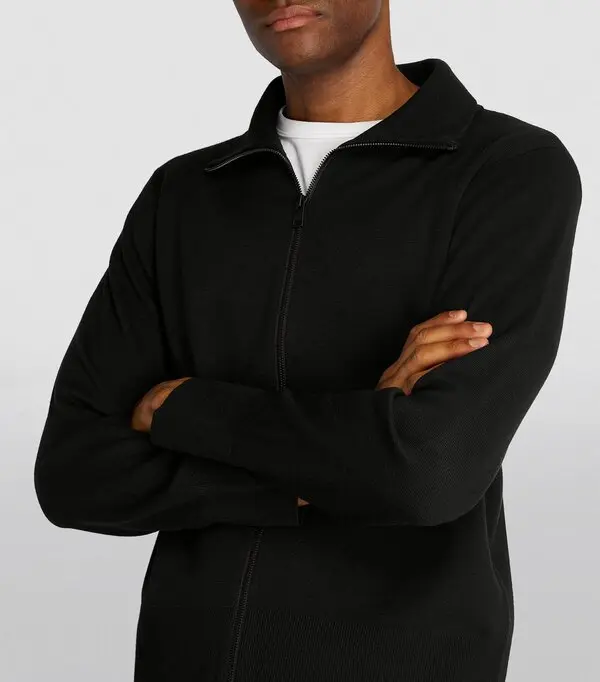 Sandro Wool Zip-up Cardigan - Black