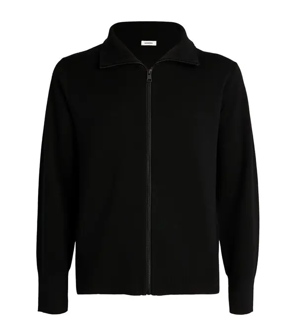 Sandro Wool Zip-up Cardigan - Black
