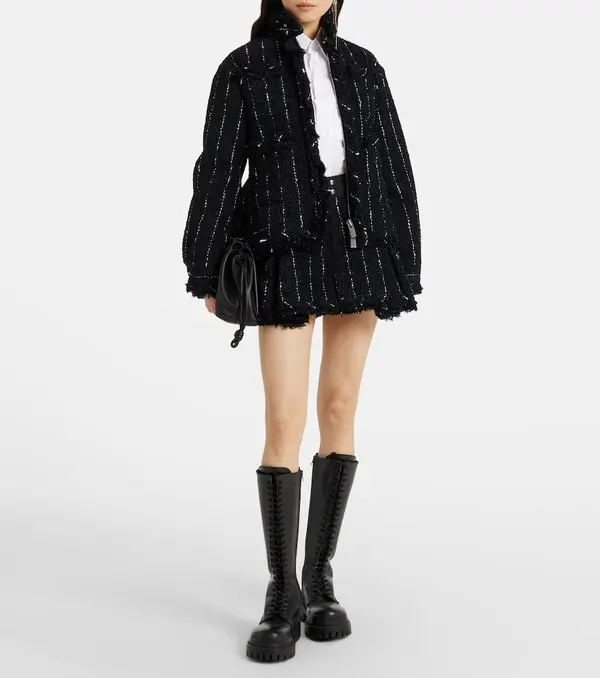 Sacai Striped Tweed Mini Skirt
