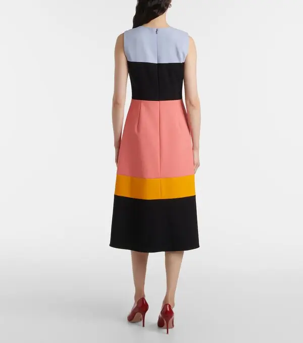 Carolina Herrera Colorblocked Wool-blend Midi Dress