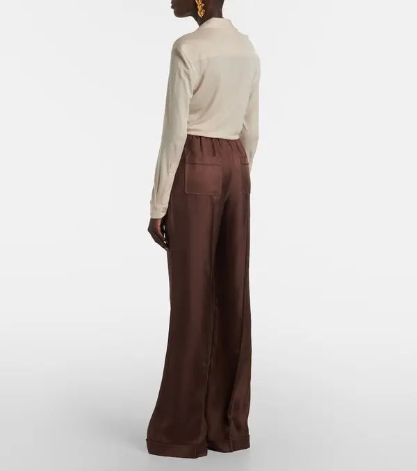 TOM FORD Silk Twill Wide-leg Trousers - Brown
