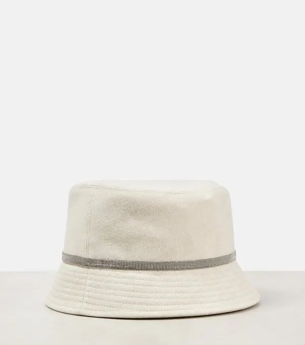 Brunello Cucinelli Linen Canvas Bucket Hat - Beige