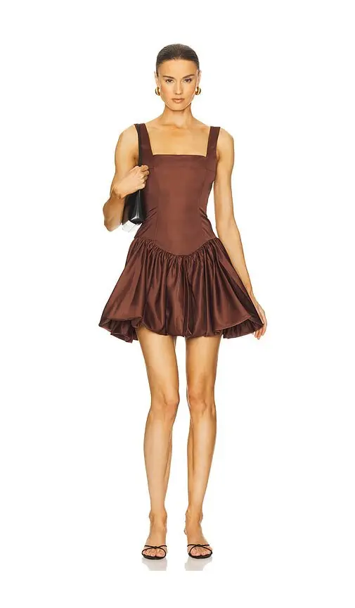 WeWoreWhat Bubble Skirt Corset Mini Dress - Brown