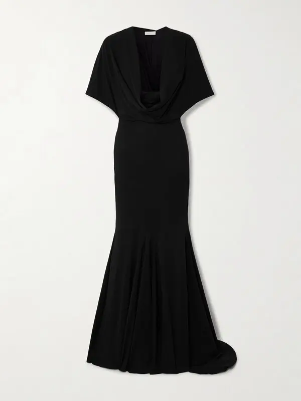 Magda Butrym Hooded Draped Stretch-silk Gown - Black