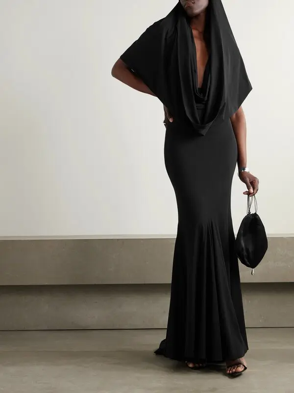 Magda Butrym Hooded Draped Stretch-silk Gown