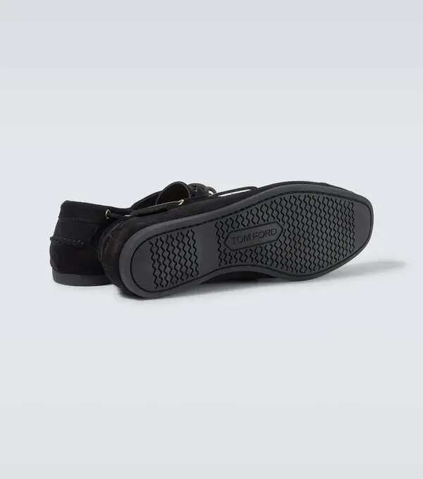 TOM FORD Robin Suede Boat Shoes - Black