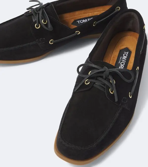TOM FORD Robin Suede Boat Shoes - Black